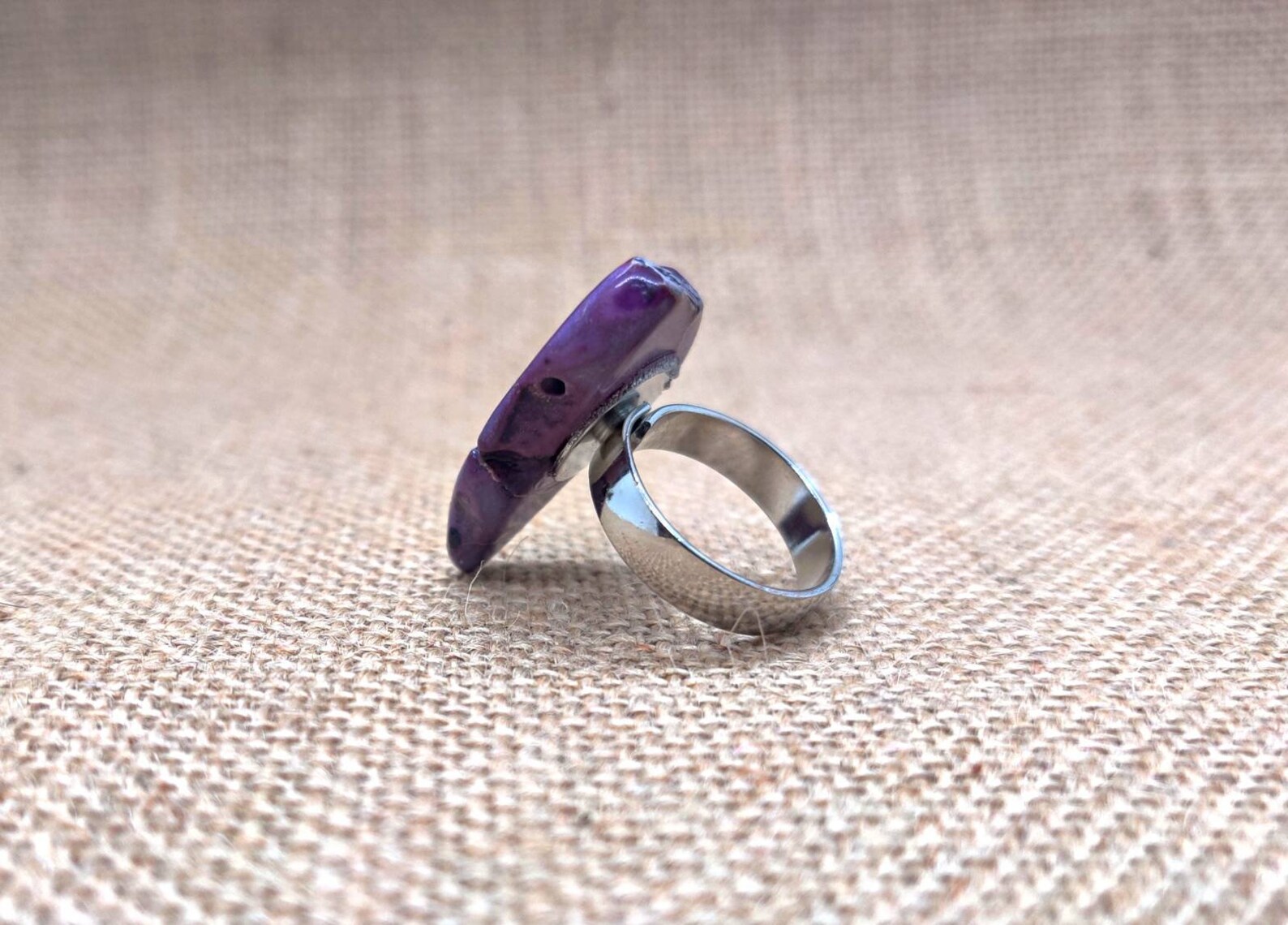 Dyed Purple Jasper stone adjustable ring hippie vibes boho | Etsy