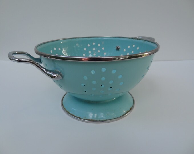 Vintage Enamel Colander Strainer - Etsy