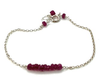 Ruby Bracelet, 925 Sterling Silver Bracelet, Faceted Gemstone Bracelet ...