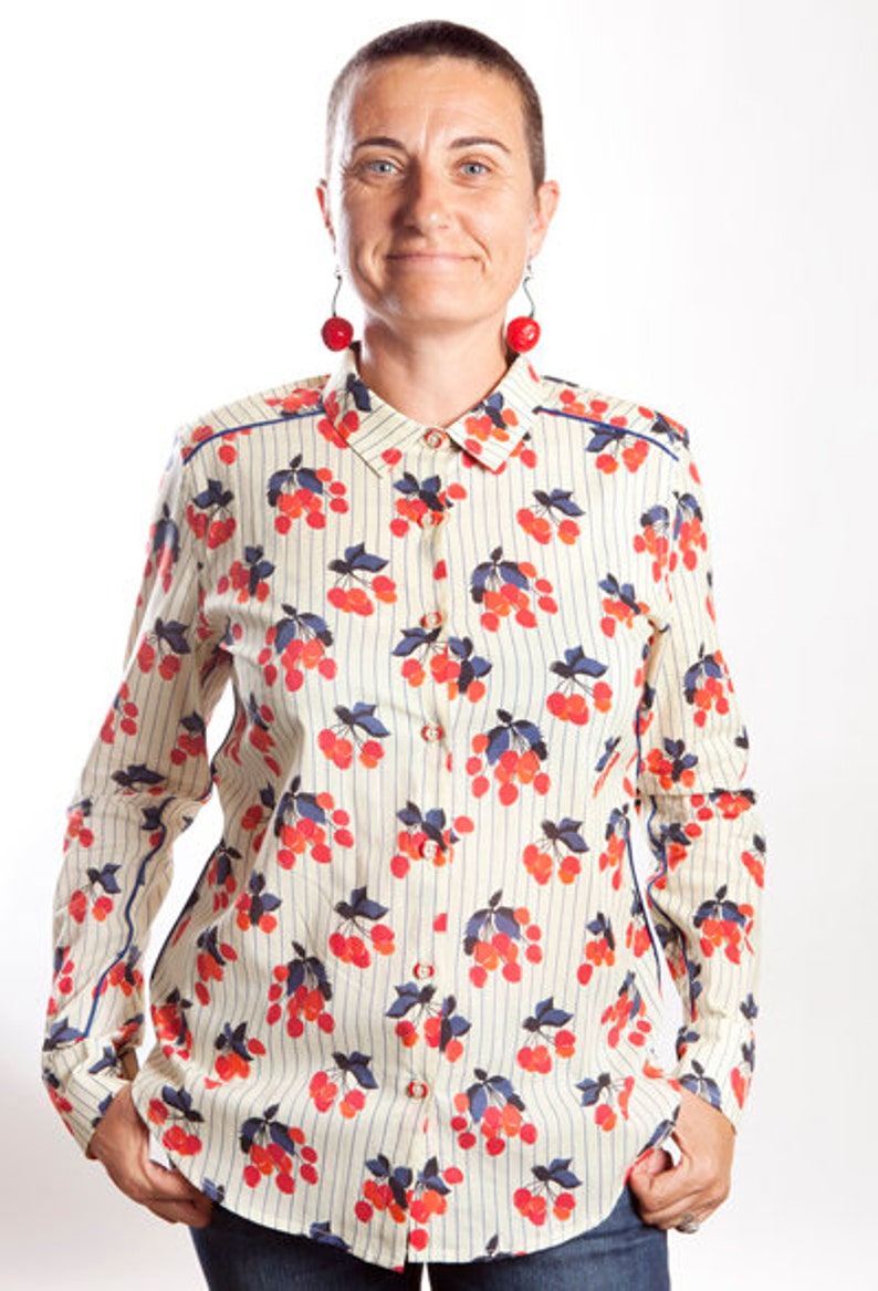 Cherry Print Blouse - BAÏSAP - Etsy