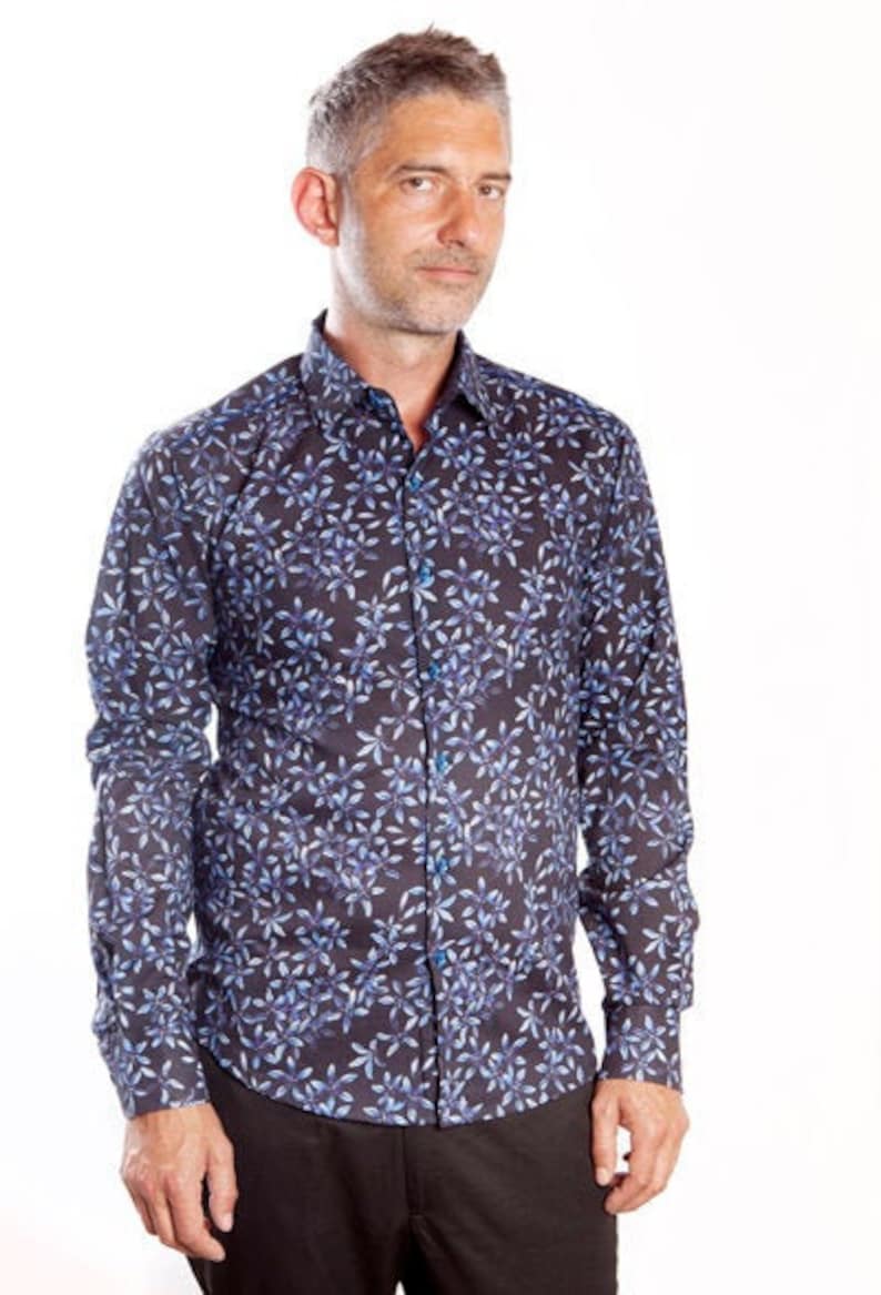 Blue Floral Dress Shirt - Forget-me-not - Etsy