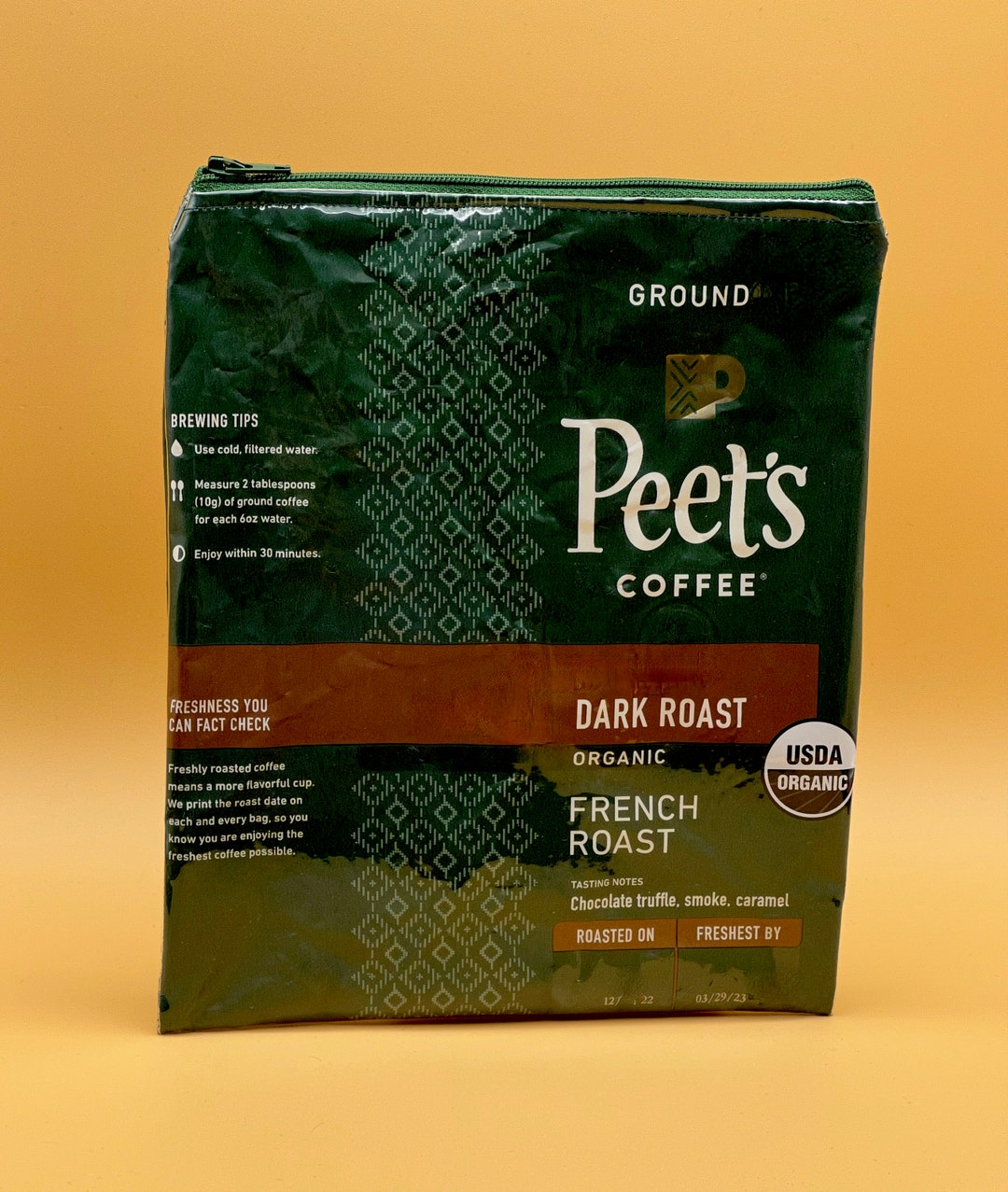 Peets Coffee Wrapper Up-cycled Zippered Bag/pouch - Etsy