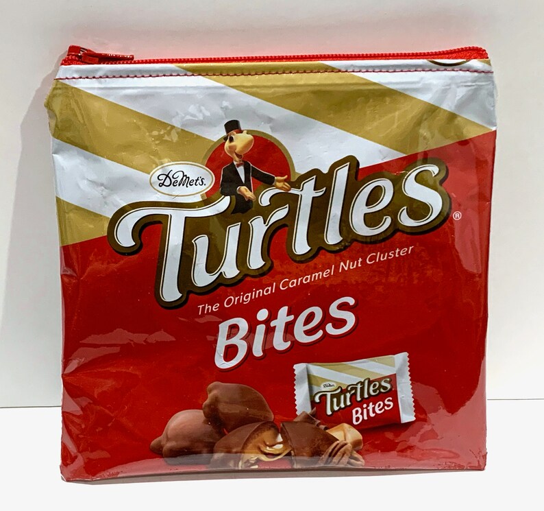 Demet’s Turtles Bites Candy Wrapper Up-cycled Zippered Bag/pouch - Etsy