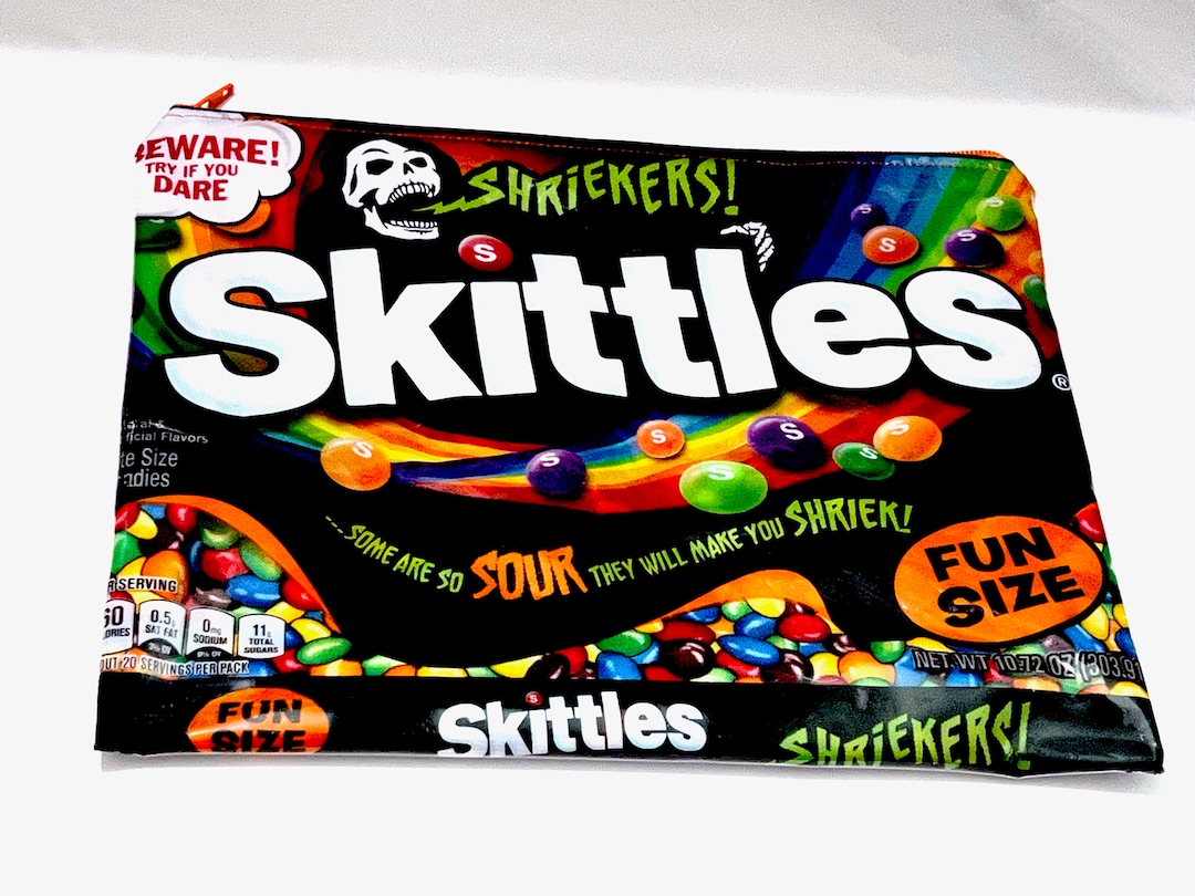 New Rare! Skittles Shriekers! Fun Size Candy Wrapper Recycled Zippered ...