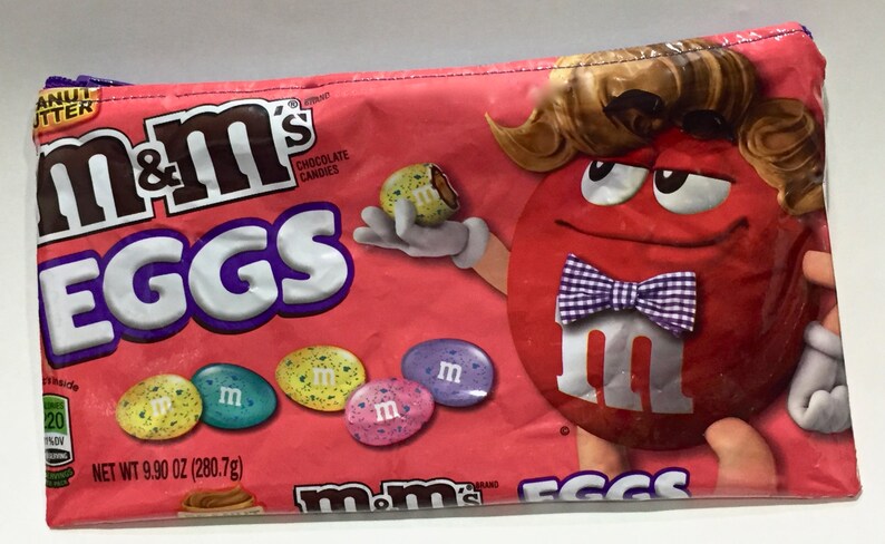 M&m’s Peanut Butter Easter Candy Wrapper Up-cycled Zippered Bag/pouch ...