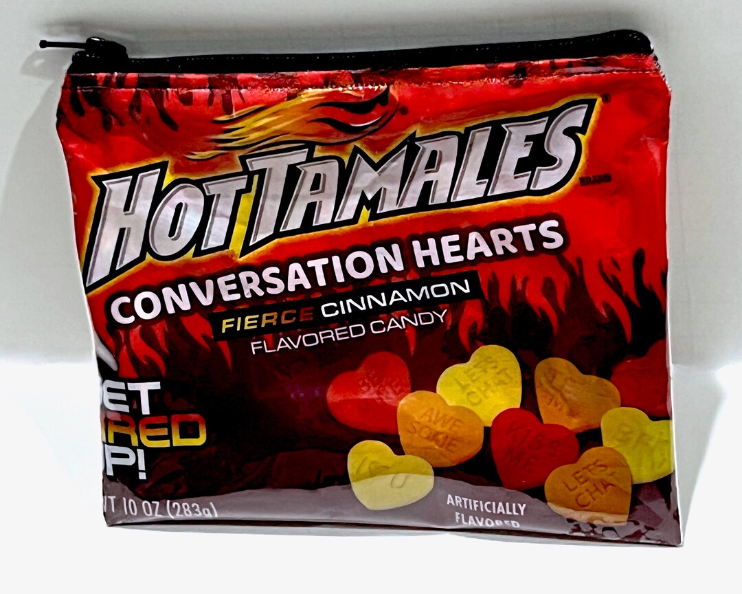 Hot Tamales Conversation Hearts Candy Wrapper Up-cycled Zippered Bag ... Hot Tamales Conversation Hearts Candy Wrapper Up-cycled Zippered Bag ...