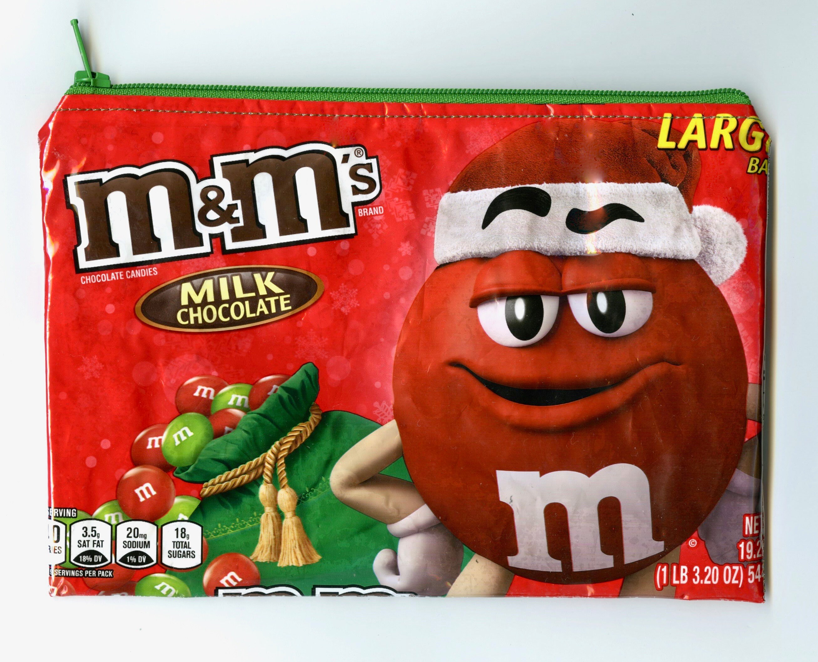 Large Size M&Ms Christmas Candy Wrapper Up-cycled Zippered | Etsy