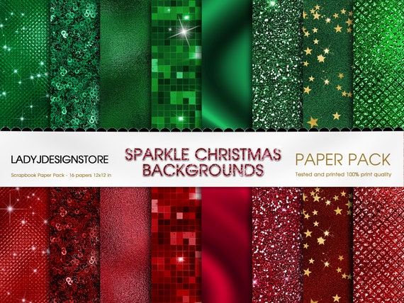 Christmas Sparkle Diamond Glitter Foil Digital Papers - 16 Glitter ...