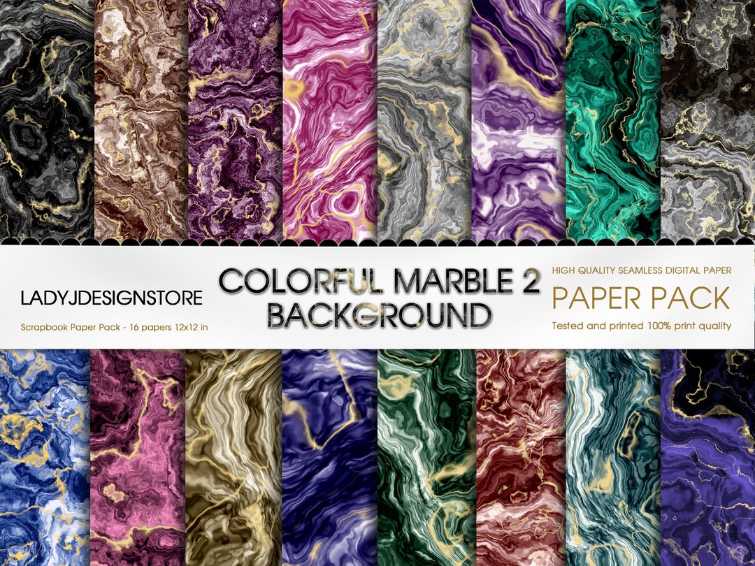 Colorful Marble 2 Digital Seamless Paper, Digital Marble, Gold Marble ...