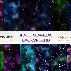 Space, Galaxy, Stars Backgrounds Digital Paper 12 Galaxy Seamless ...