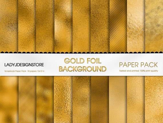 Gold foil digital paper gold foil textures shimmer printable wedding ...