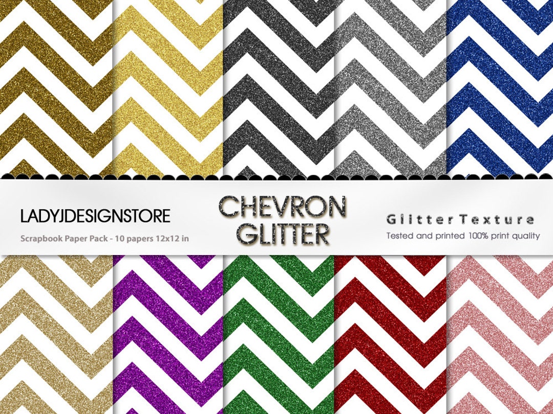CHEVRON GLITTER Digital Papers 10 Glitter Textures, Paper Pack, Instant ...