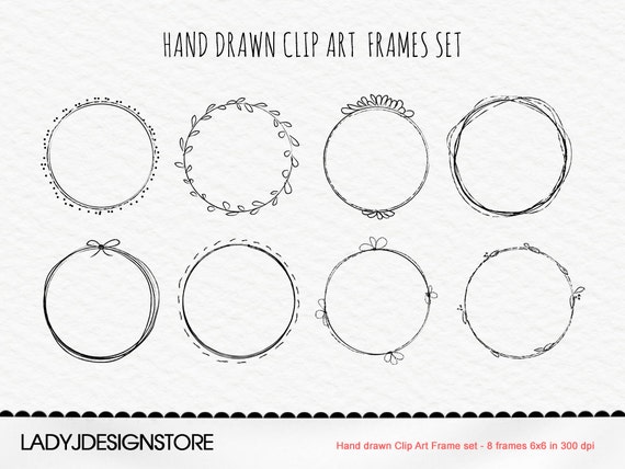 Hand drawn ClipArt Frames Set - 8 ClipArt Photo Frames easy to use ...