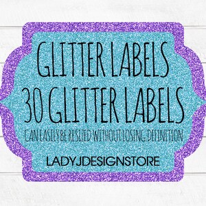 Rainbow Glitter Label Clipart Pack 30 Digital Glitter Clipart Labels ...