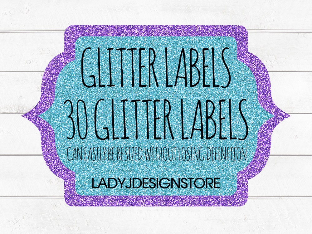 Rainbow Glitter Label Clipart Pack 30 Digital Glitter | Etsy