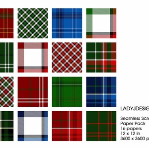 Christmas Plaid Digital Paper Texture Lumberjack Tartan Checkers Red ...