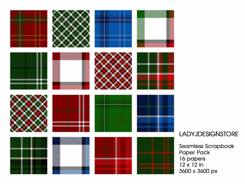 Christmas Plaid Digital Paper Texture Lumberjack Tartan - Etsy