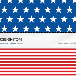4th of July Patriotic Digital Paper, Red White Blue Backgrounds ...