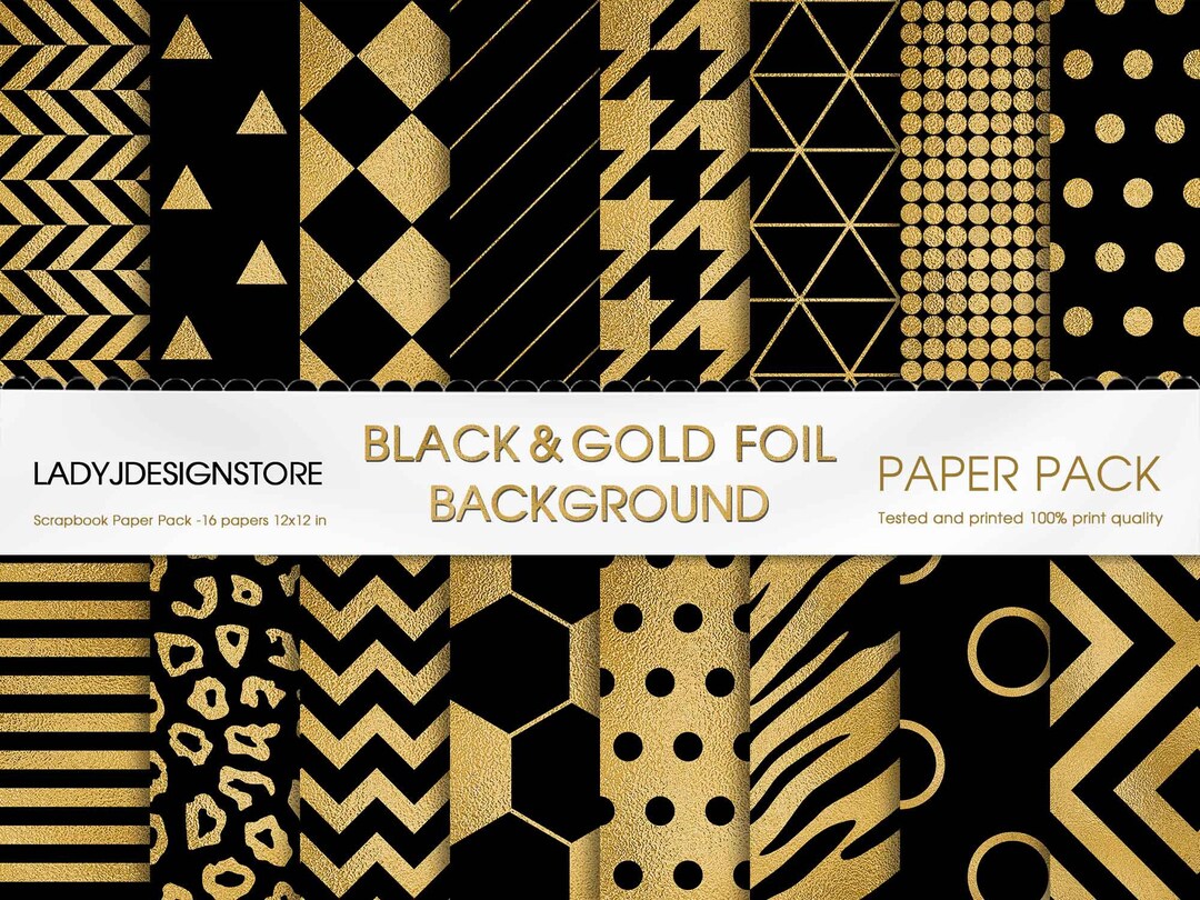 Black and Gold Foil Digital Paper Seamless Black and Gold - Etsy Canada