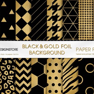 Black and Gold Foil Digital Paper Seamless Black and Gold - Etsy Canada