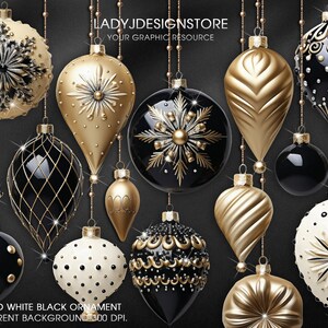 Gold Black and White Christmas Ornaments PNG Clipart, Christmas Balls ...