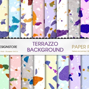 Terrazzo Seamless Digital Paper Pack, Terrazzo Colorful Texture ...