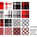 Plaid Digital Paper Lumberjack, Tartan, Checkers Log Cabin Red White ...