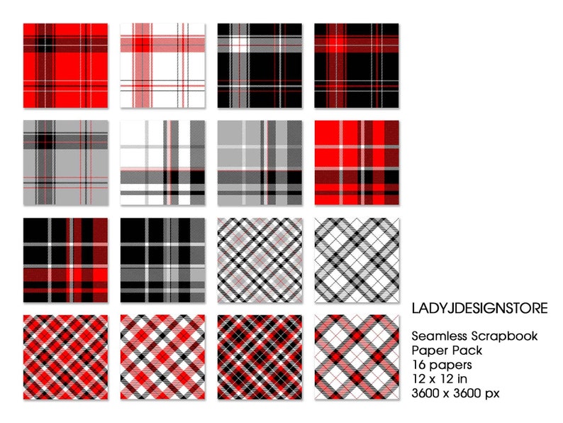 Plaid Digital Paper Lumberjack Tartan Checkers Log Cabin Red - Etsy