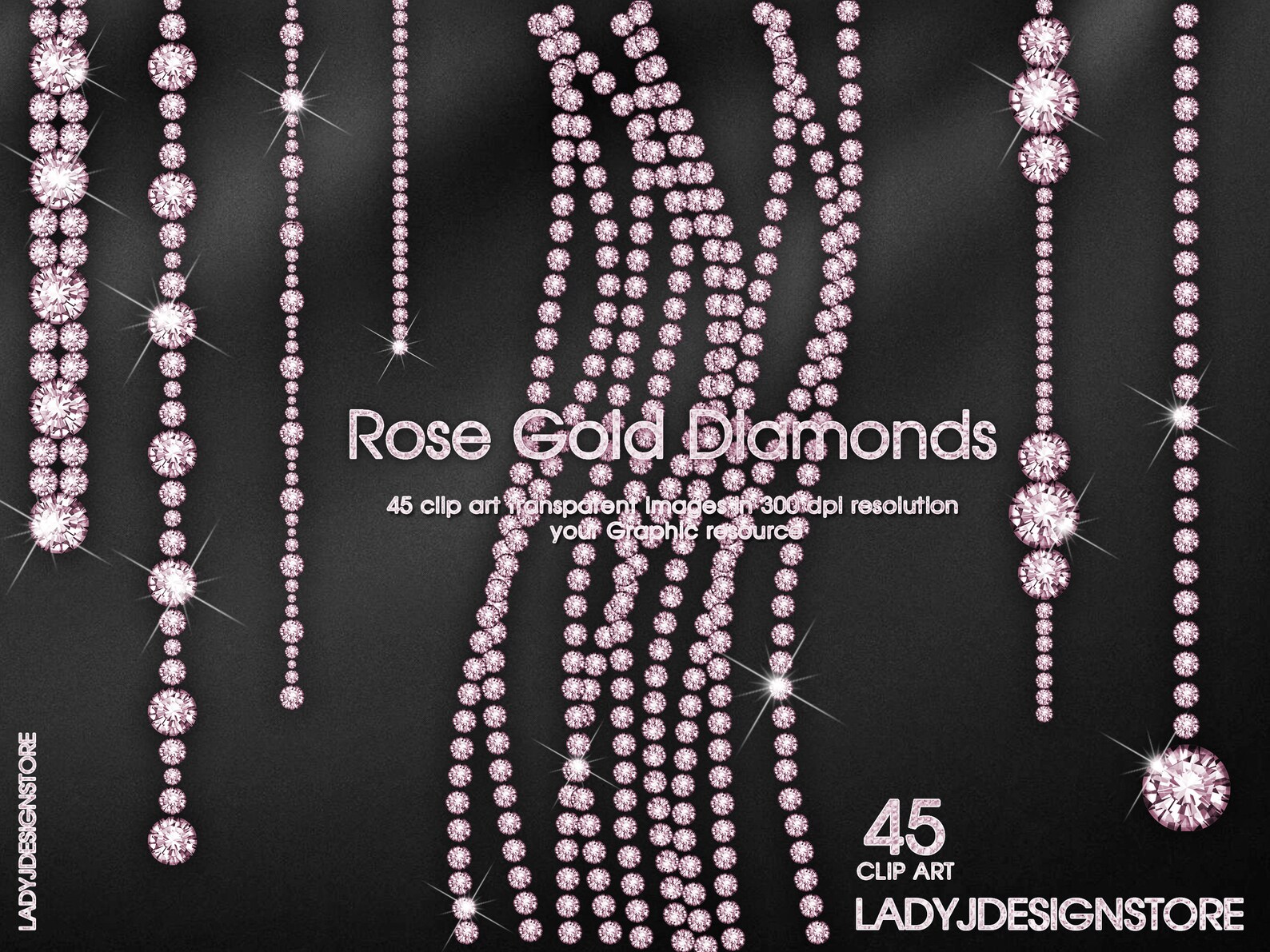 Rose Gold Luxury Diamond Clipart PNG Format Diamond Borders | Etsy