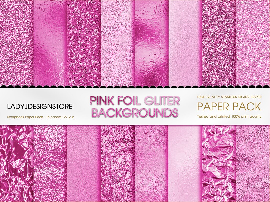 Pink Foil Glitter Seamless Digital Paper, Pink Digital Paper ...