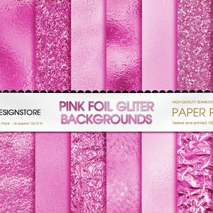 Pink Foil Glitter Seamless Digital Paper, Pink Digital Paper ...