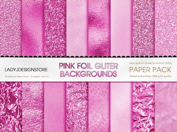 Pink Foil Glitter Seamless Digital Paper, Pink Digital Paper ...