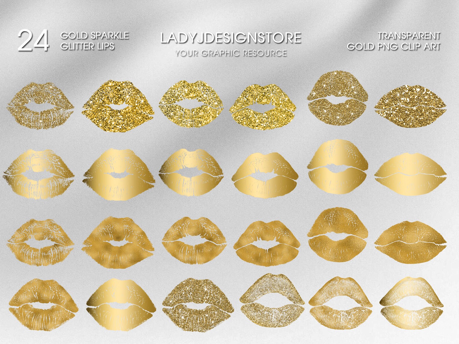 Gold Glitter Sparkle Lips Clip Art Metalic Gold Lips Gold - Etsy
