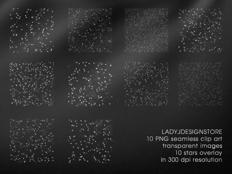 Seamless Silver Stardust Overlays Starry Night Gold Star - Etsy