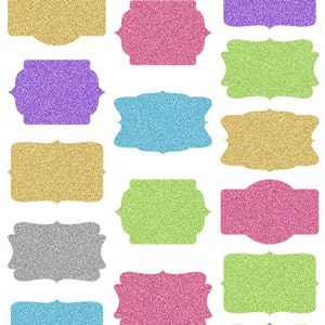 Rainbow Glitter Label Clipart Pack 30 Digital Glitter Clipart Labels ...