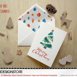 Christmas Watercolor Digital Clip Art Set-hand Painted Christmas Trees ...