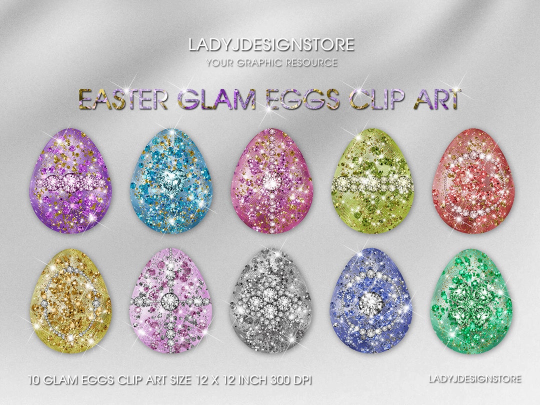 Easter Glam Eggs Clipart, Sparkle Glitter Colorful Eggs, Easter Clip ...