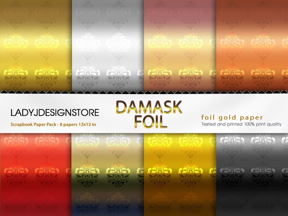 DAMASK FOIL Metalic - Digital Paper Metallic Gold Foil Colorful ...