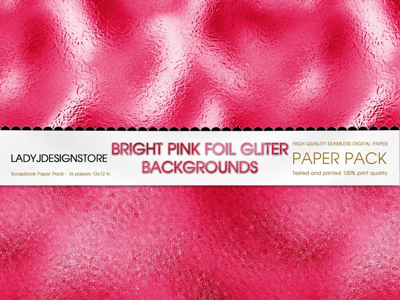Bright Pink Foil Glitter Seamless Digital Paper Neon Pink - Etsy