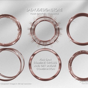 Digital Rosegold Frame Clipart, Metalic Rosegold Circle Frames, Simple ...