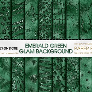 Emerald Glitter Glam Digital Paper Seamless Tiger Cheetah | Etsy