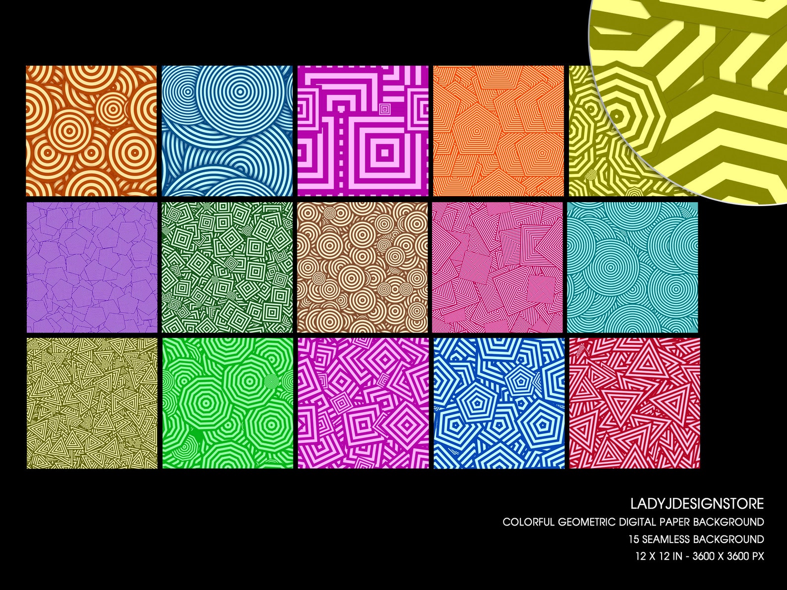 Colorful Geometric Seamless Backgrounds Circle Diamond - Etsy