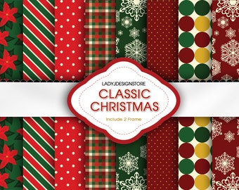 VINTAGE CHRISTMAS 8 Designed Printable Digital Papers | Etsy
