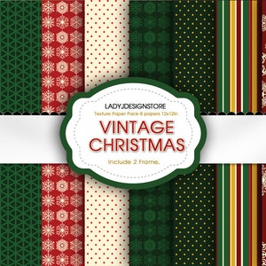 VINTAGE CHRISTMAS 8 Designed Printable Digital Papers, Instant Download ...