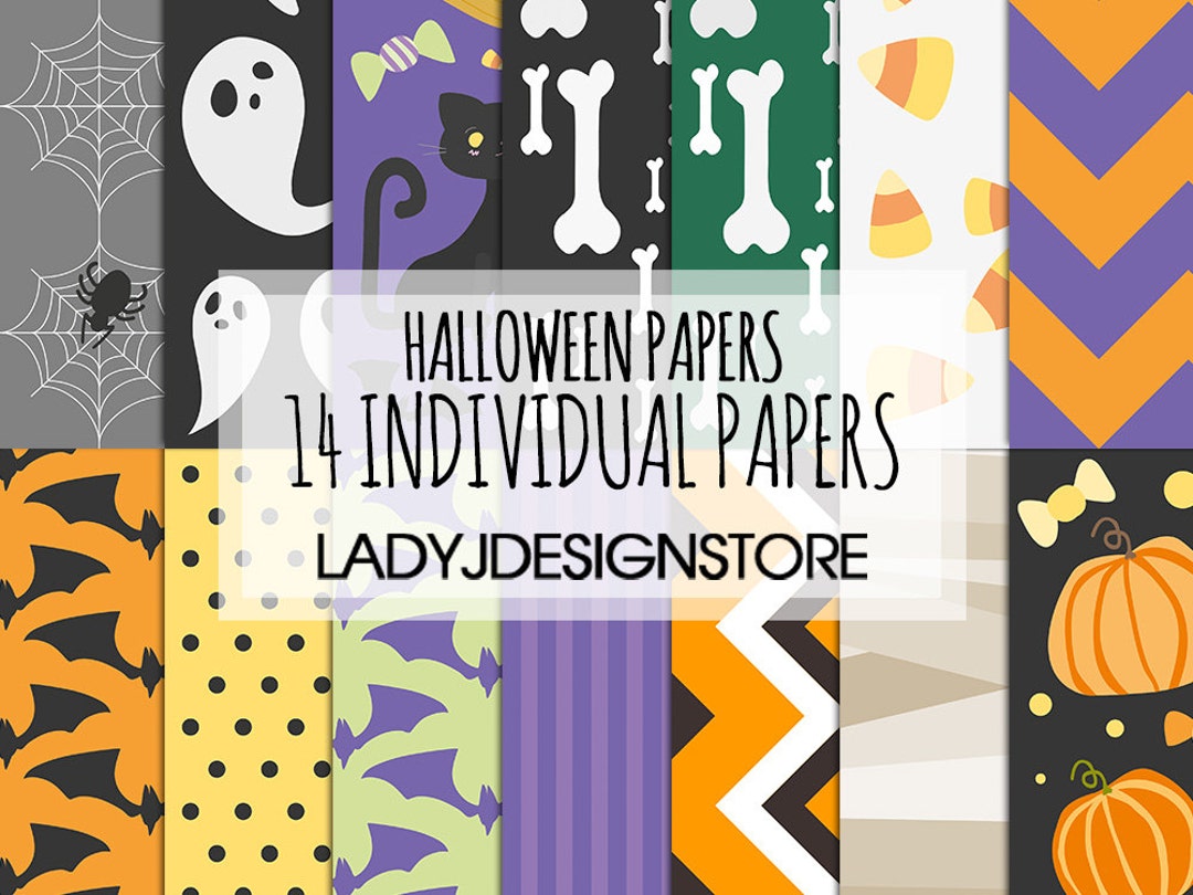 Digital Halloween Papers Spooky, Bat, Bones, Pumkin, Ghost, Celebration ...