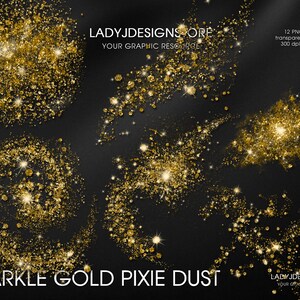 Gold Pixie Dust Overlays Clipart, Gold Glitter Dust Overlay, Stardust, Fairy Dust, Magic Dust ...