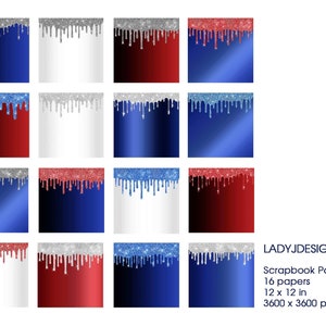 Red White and Blue Glitter Foil Dripping Sparkle Foil - Etsy