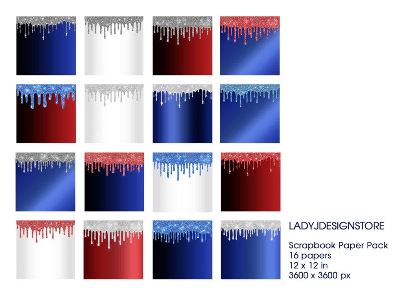 Red White and Blue Glitter Foil Dripping Sparkle Foil - Etsy