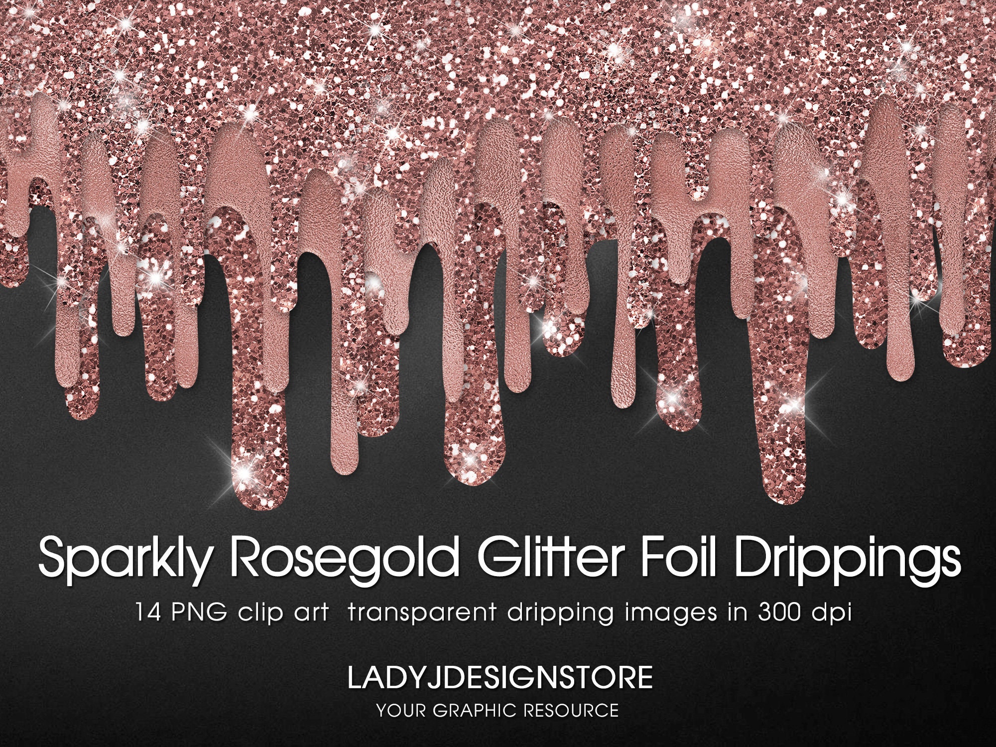 Embellishments Sparkly Rose Gold Glitter Foil Dripping sparkle foil ...