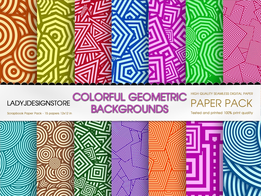 Colorful Geometric Seamless Backgrounds Circle, Diamond, Triangle ...